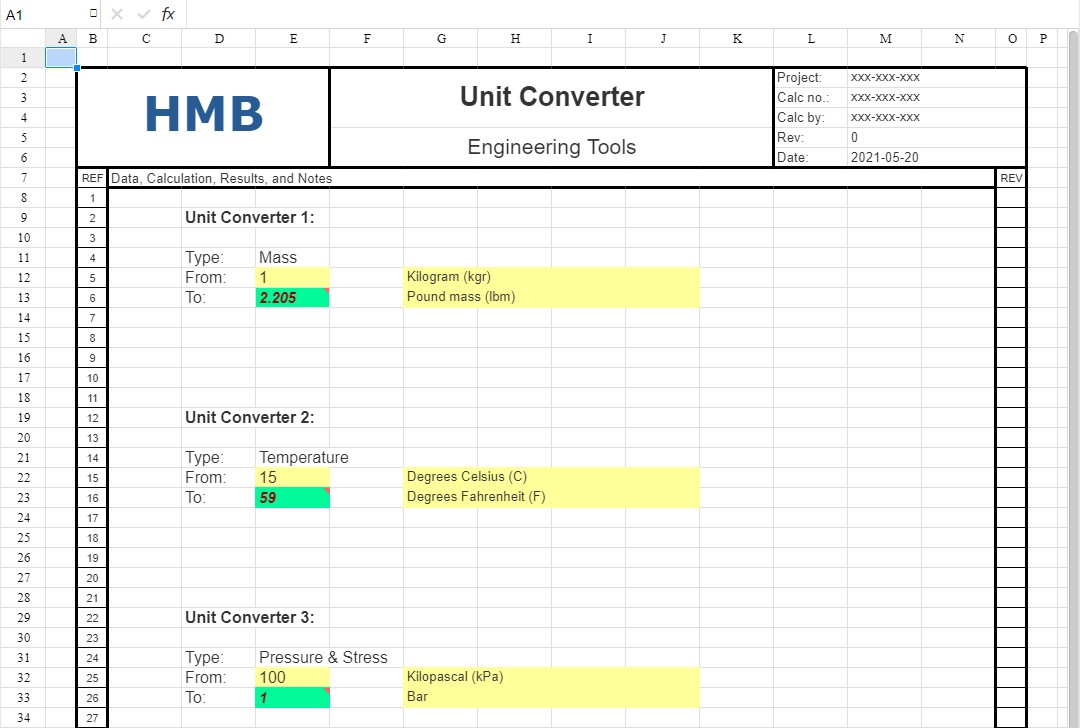 HMB Engineering Units Converter